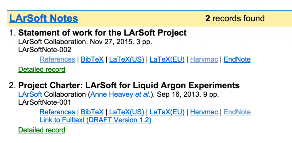 Accessing Documents in INSPIRE | LArSoft Collaboration